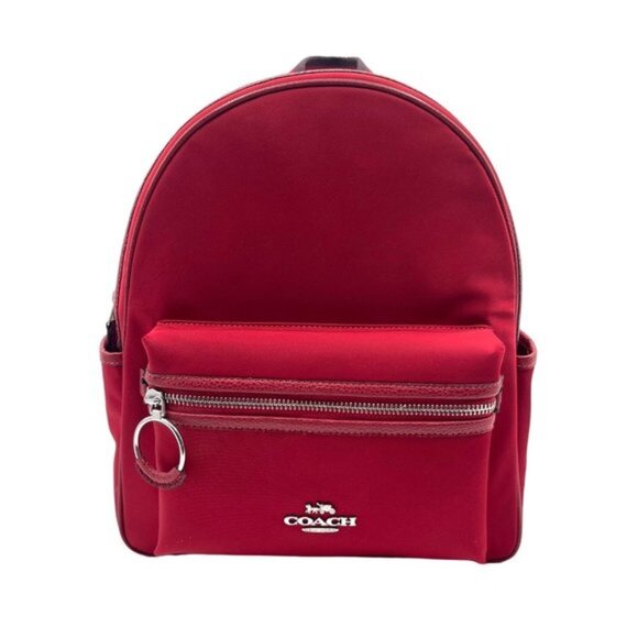 Coach | Bags | Coach Ellis Red Nylon Backpack Purse With Double Zipper ...